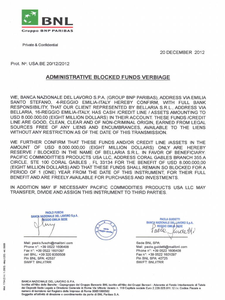 Blocked Funds VERBIAGE LOKOK | PDF