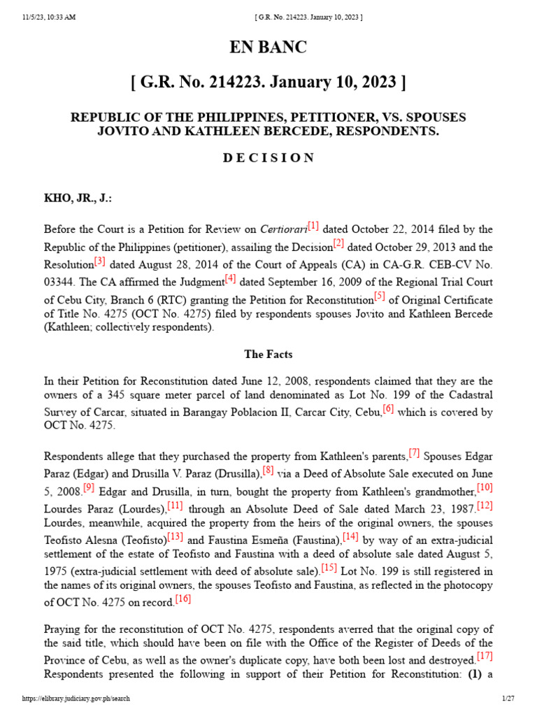 Juris - Reconstitution Guidelines 2023 January | PDF | Title (Property) | Mortgage Law