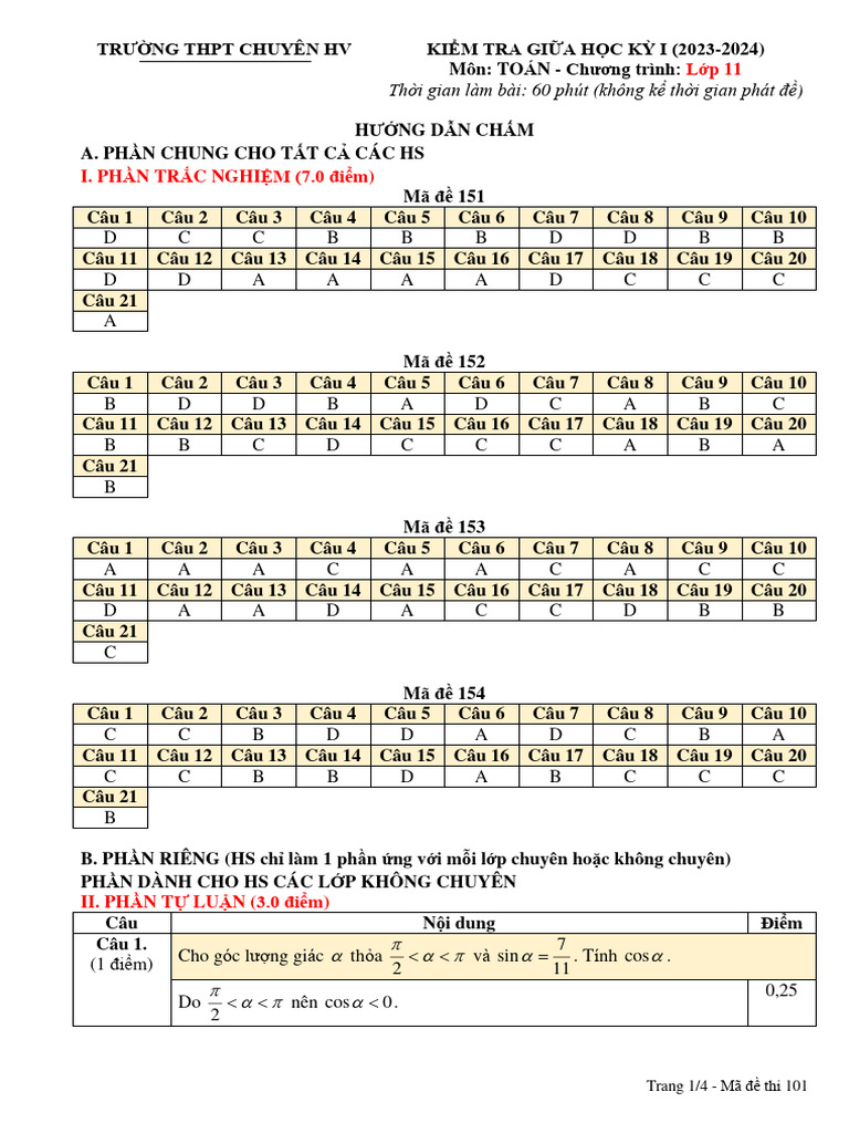 Hướng Dẫn Chấm GHK1 K11 2023 - 2024 | PDF