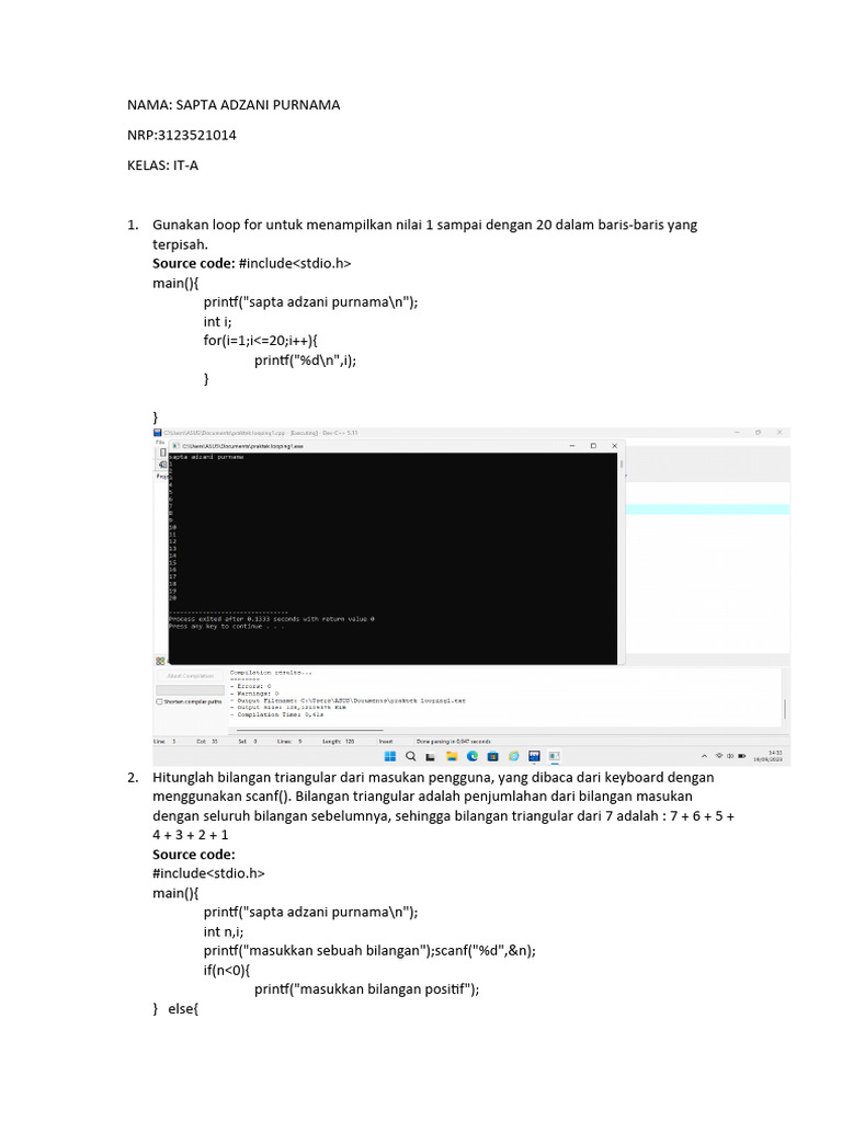 Tugas Praktek Konsep Looping | PDF | Metode & Bahan Ajar