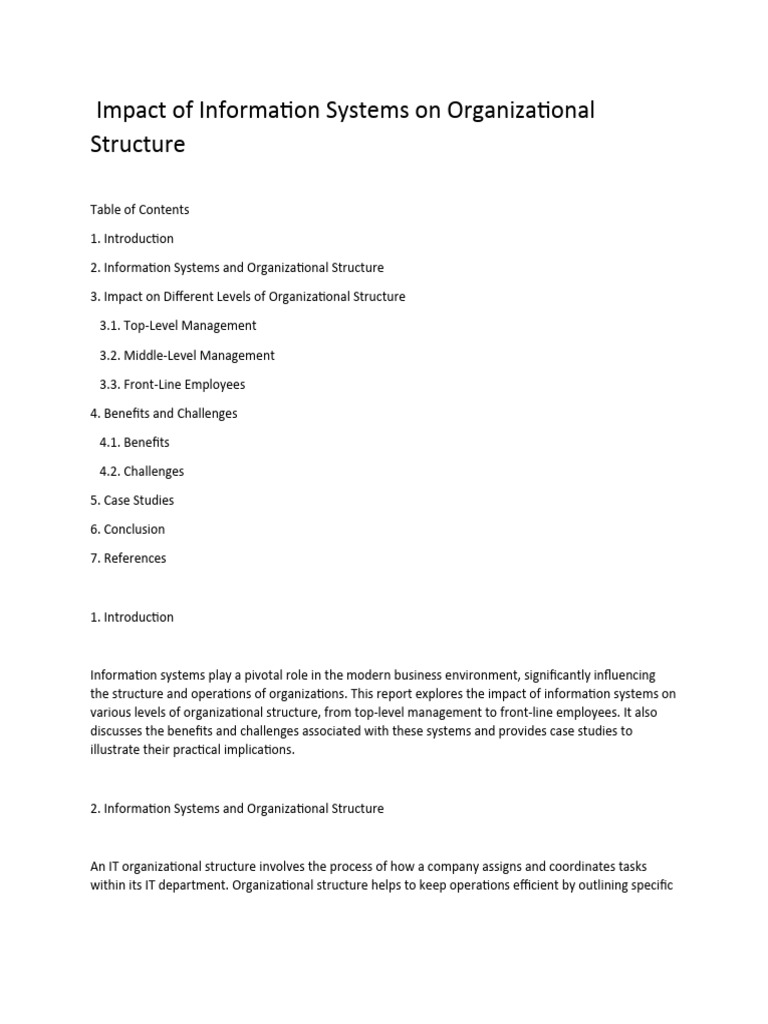 Impact of Information Systems on Structure | PDF | Organizational ...