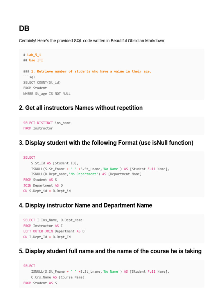 Get All Instructors Names Without Repetition | PDF | Databases | Data Management