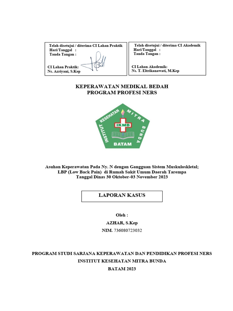 LK LB (KMB) Azhar S.kep - LBP Minggu V | PDF