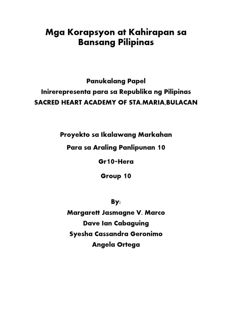 Mga Korapsyon at Kahirapan Sa Bansang Pilipinas - Hera | PDF