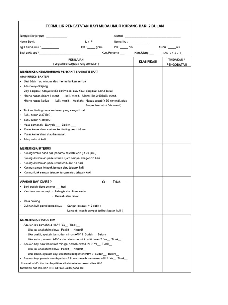 FORM PENCATATAN MTBS (Balita Dan Bayi Muda) A4.xlsx - BAYI MUDA | PDF