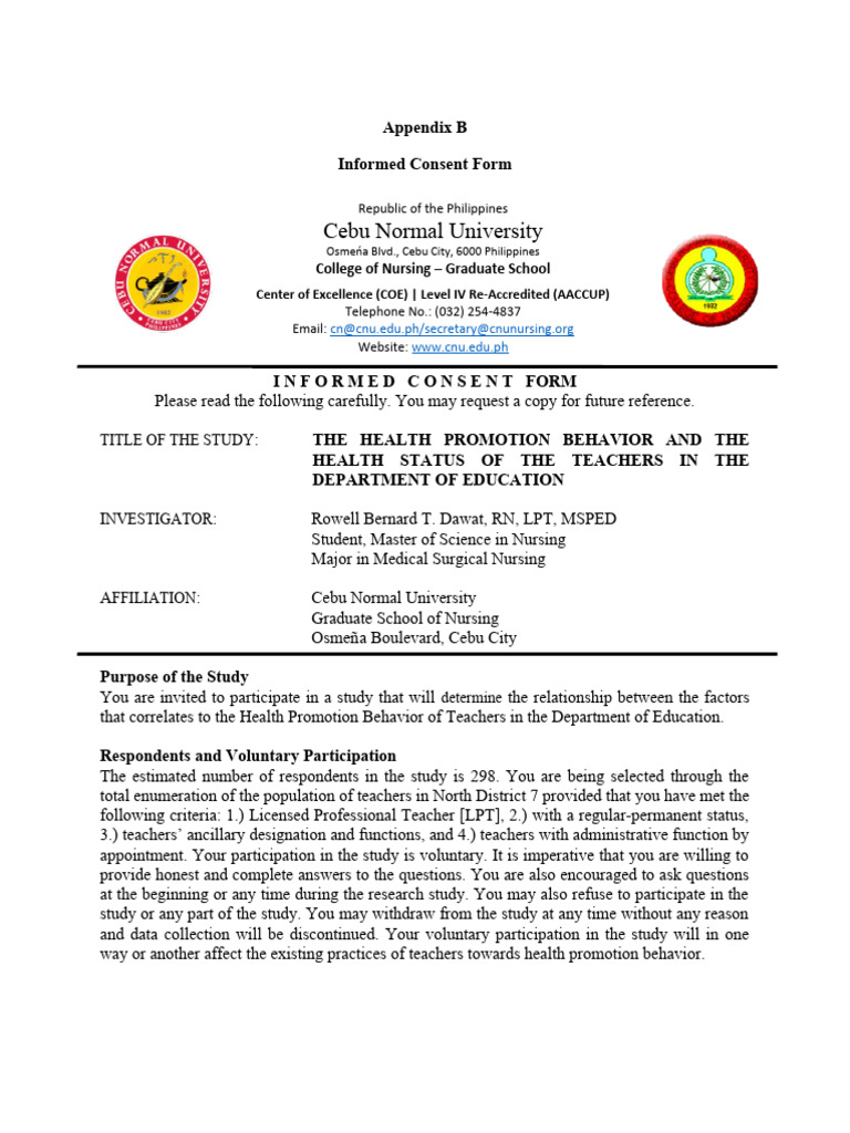 Informed Consent | PDF | Risk | Questionnaire