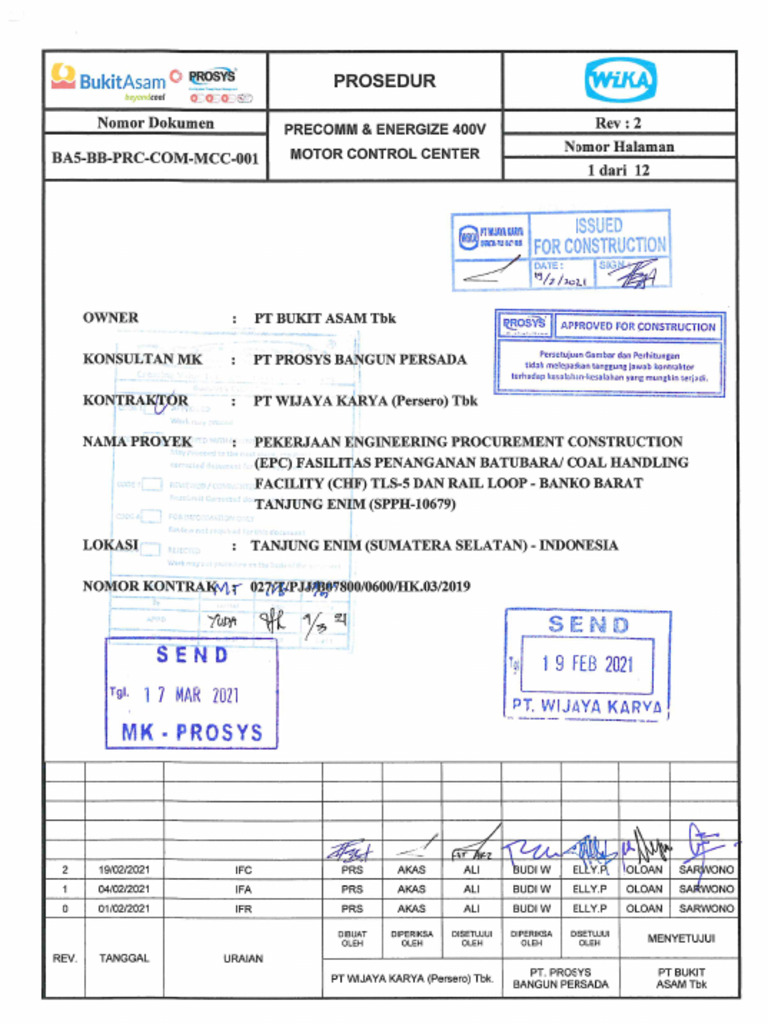 Ba5-Bb-Prc-Com-Mcc-001 Rev 2 - (Afc) Precomm & Energize 400V Motor ...