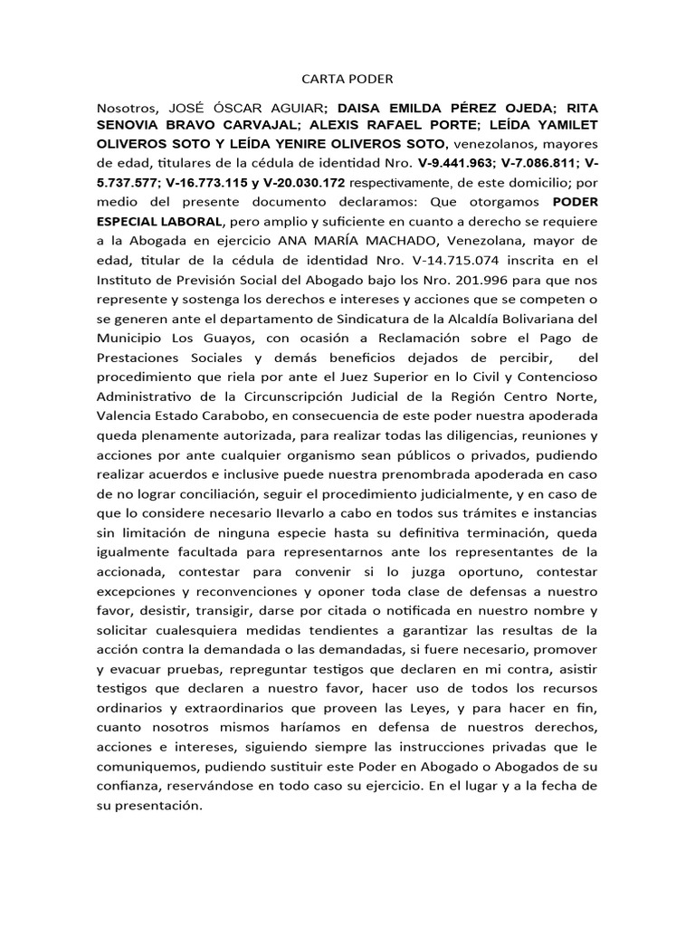 Carta Poder Laboral | PDF | Gobierno | Justicia