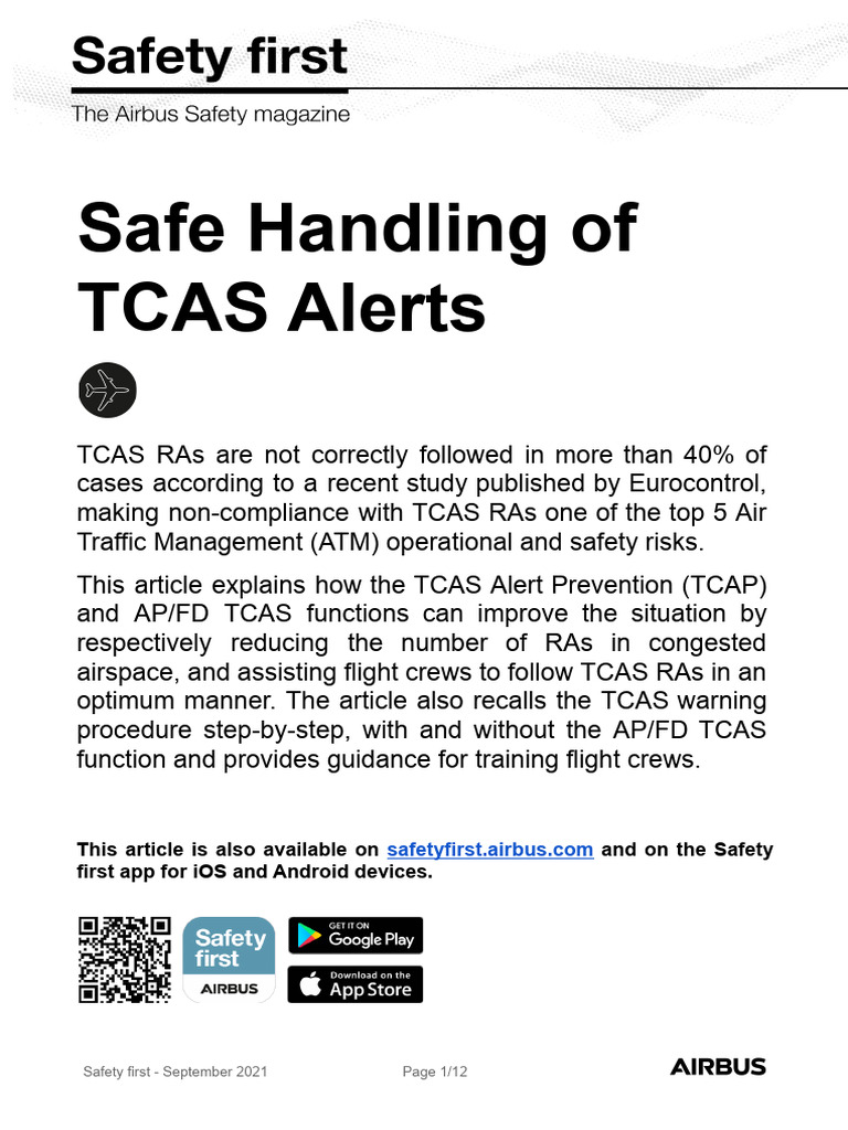 Safe Handling of Tcas Alerts | PDF | Aviation Safety | Transport