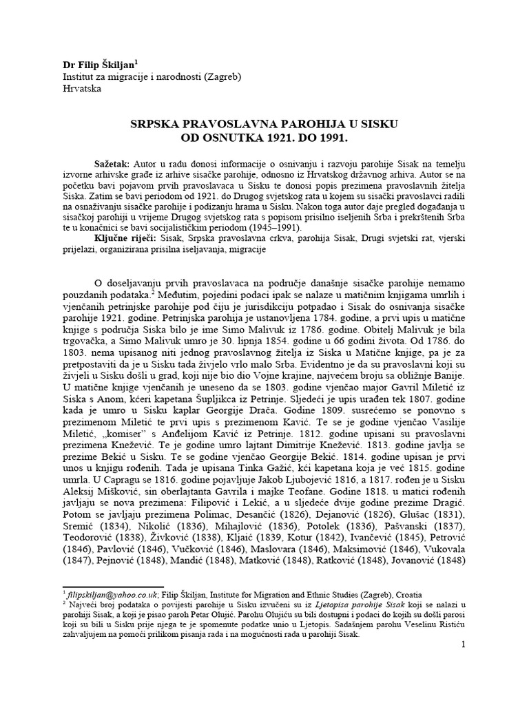 VB SKILJAN - Srpska Pravoslavna Parohija U Sisku | PDF