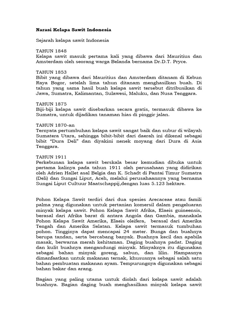 Sejarah dan Manfaat Kelapa Sawit Indonesia | PDF | Teknologi & Rekayasa
