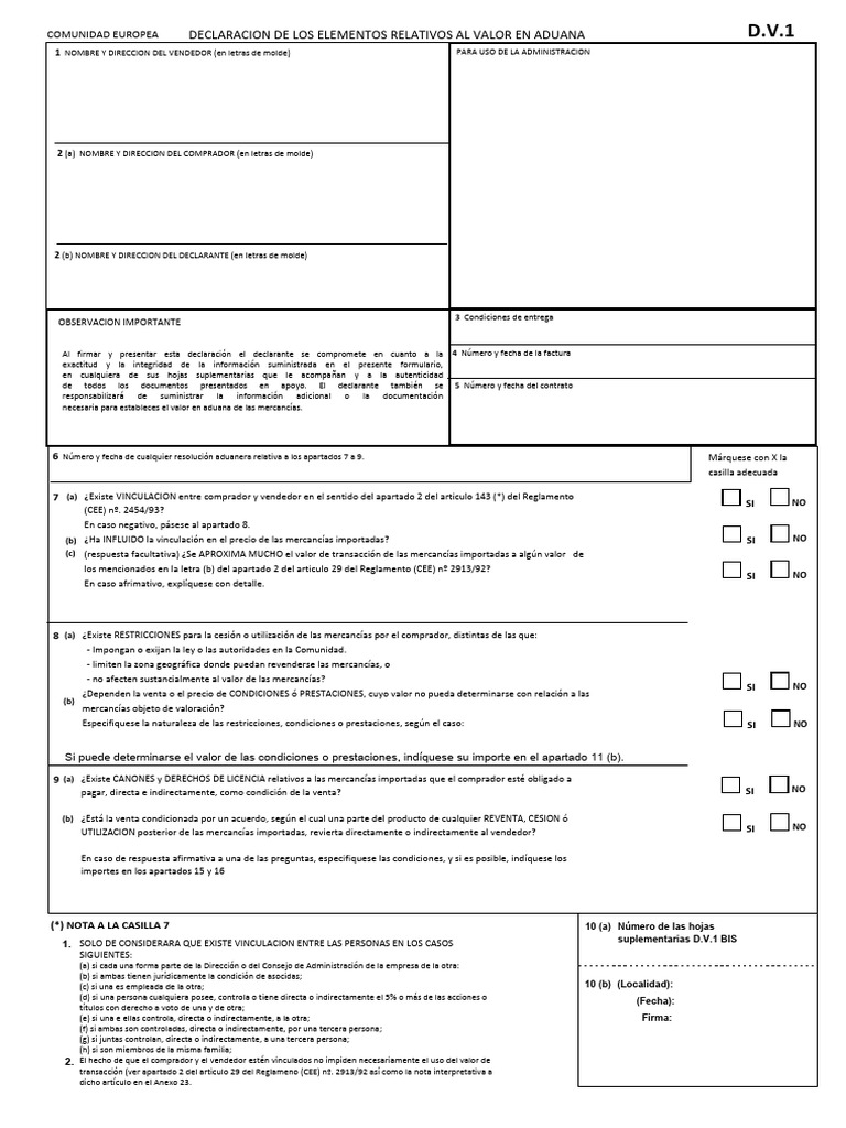 DV1RELLENABLE | PDF | Precios | aduana