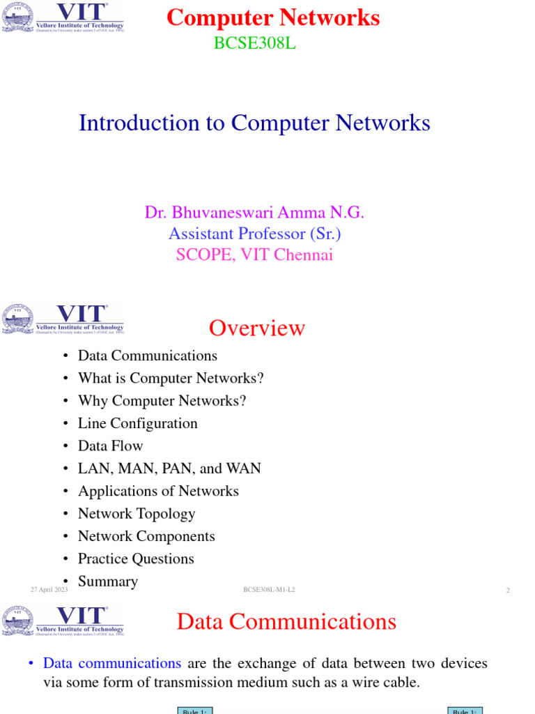 Vitc Bcse308l M1 L2 | PDF | Computer Network | Network Topology