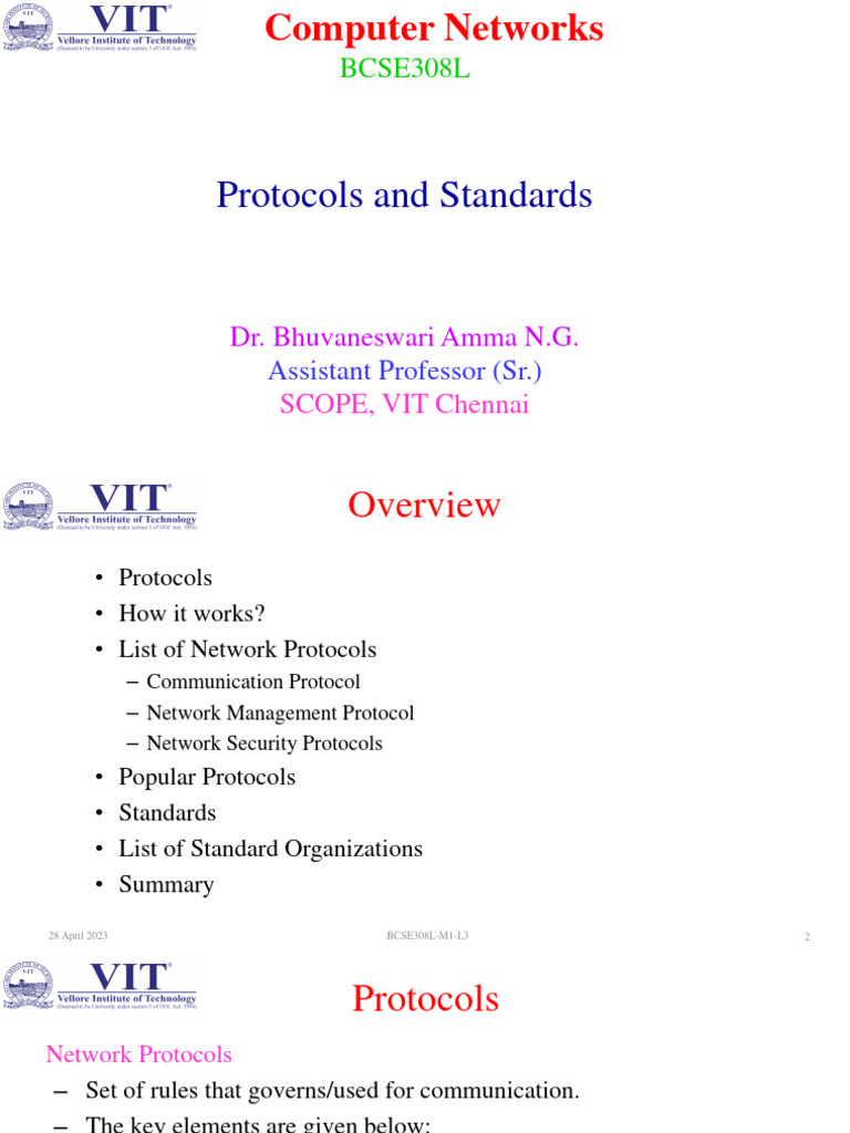 Vitc Bcse308l M1 L3 | PDF | Computer Network | Internet Protocol Suite