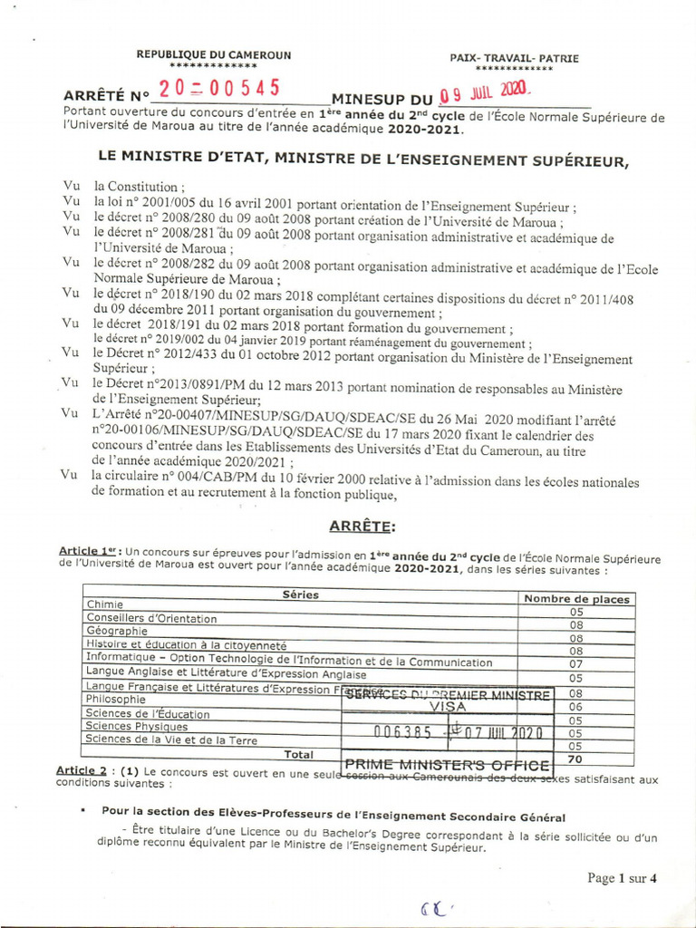 ENS UMa - 2020 - 1ere Annee Du 2nd Cycle - FR | PDF