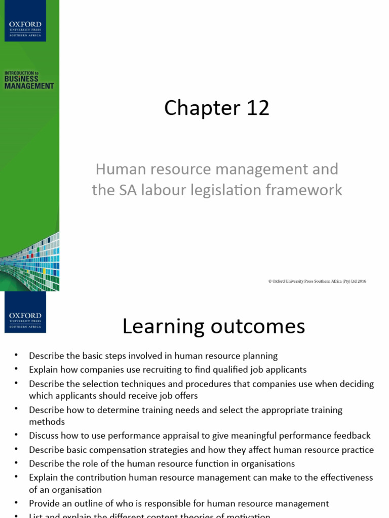 HR Management and SA Labour Laws | PDF | Recruitment | Employment