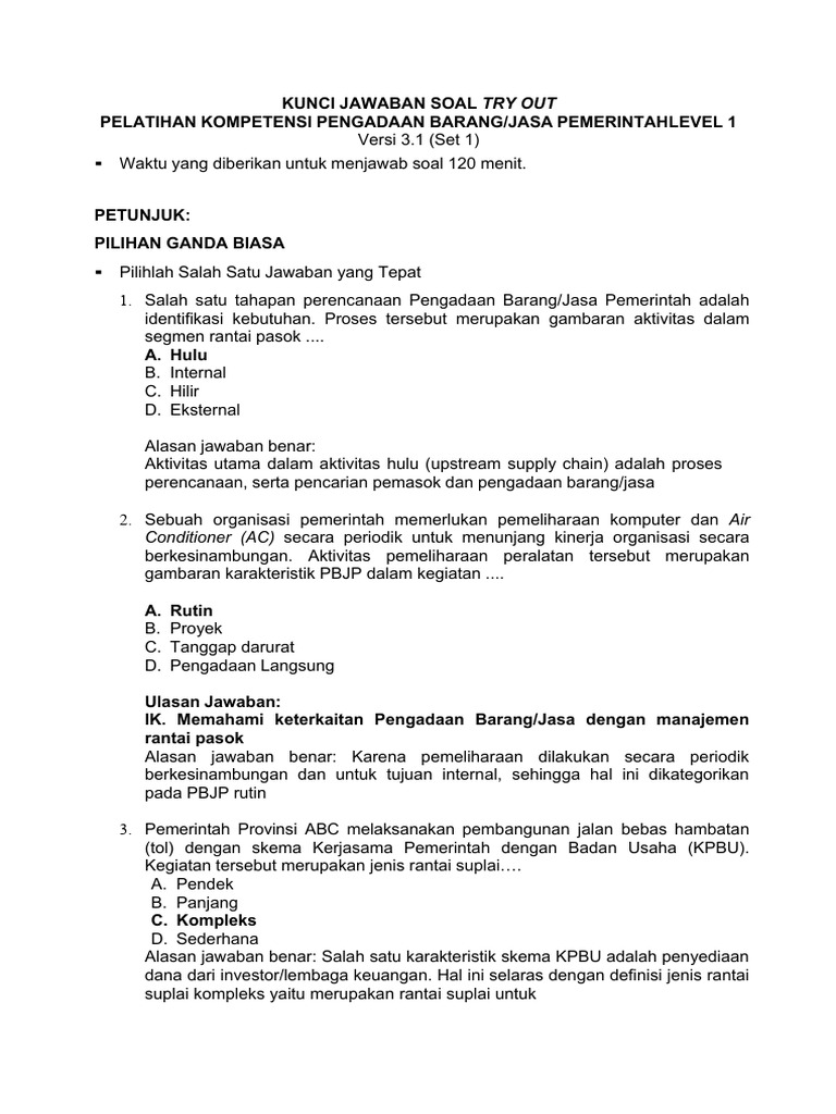 Soal Pengadaan Level 1 | PDF