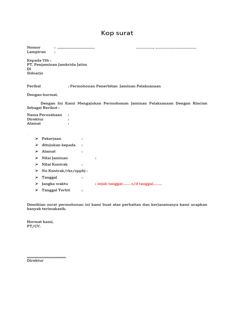 Contoh Draft Surety Bond Penjaminan (Jamkrida) | PDF