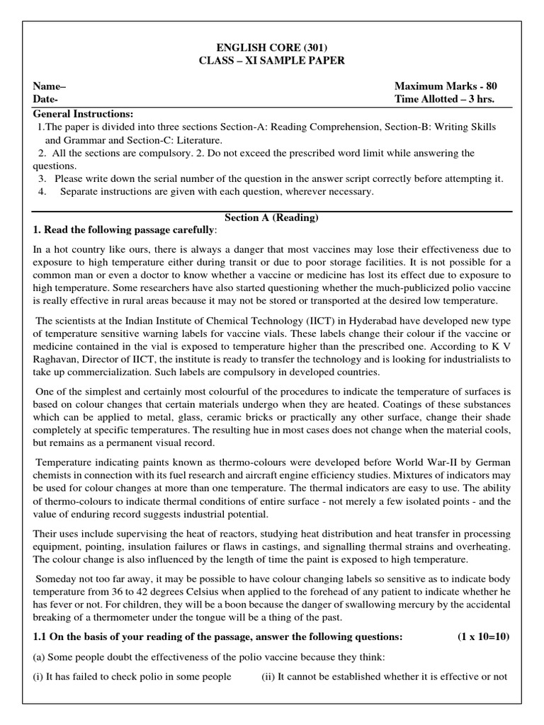 XI SamplePaper 23-24 | PDF | Municipal Solid Waste | Incineration