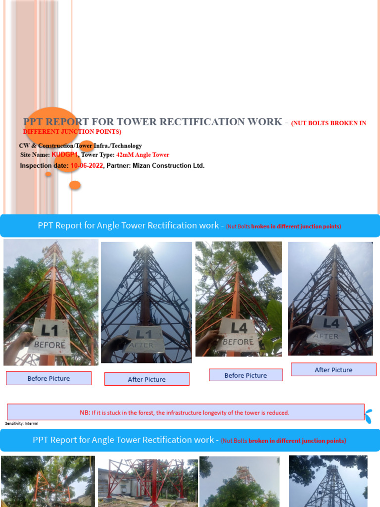 Tower Rectification Work Report (Nut Bolts Broken in Different Junction ...