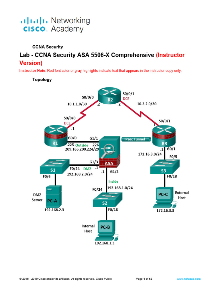 11.3.1.2 Lab - CCNA Security ASA 5506-X Comprehensive - Instructor | PDF | Computer Network ...