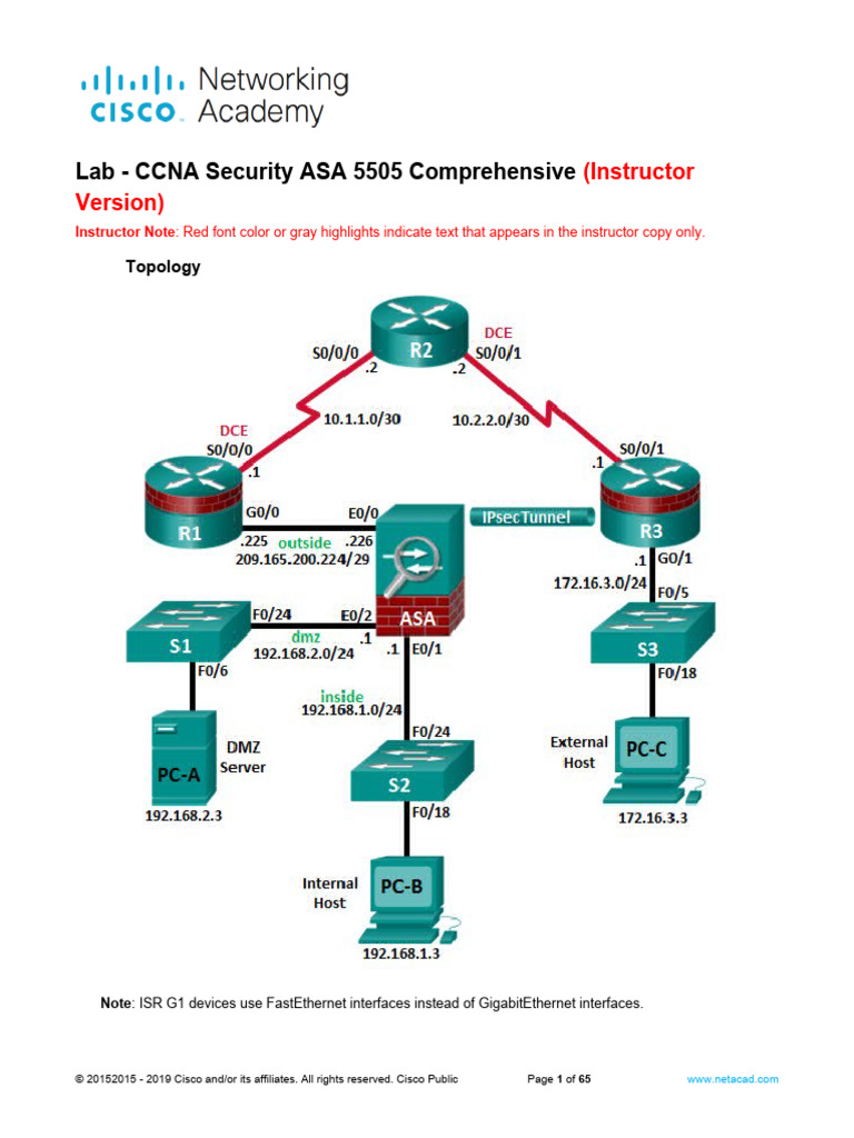 11.3.1.2 Lab - CCNA Security ASA 5505 Comprehensive - Instructor | PDF ...