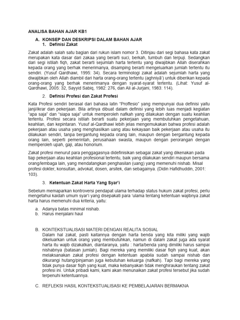 Analisa Bahan Ajar Kb1 | PDF