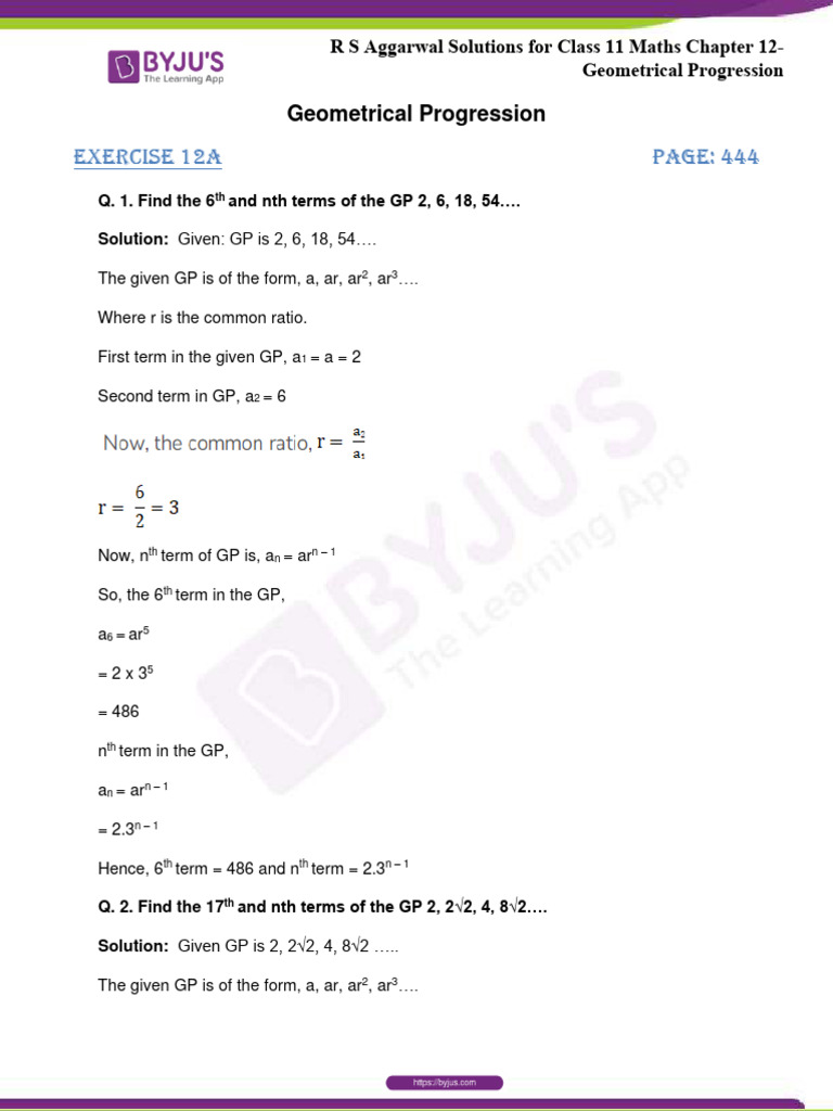 R S Aggarwal Solutions Class 11 Maths Chapter 12 Geometrical ...