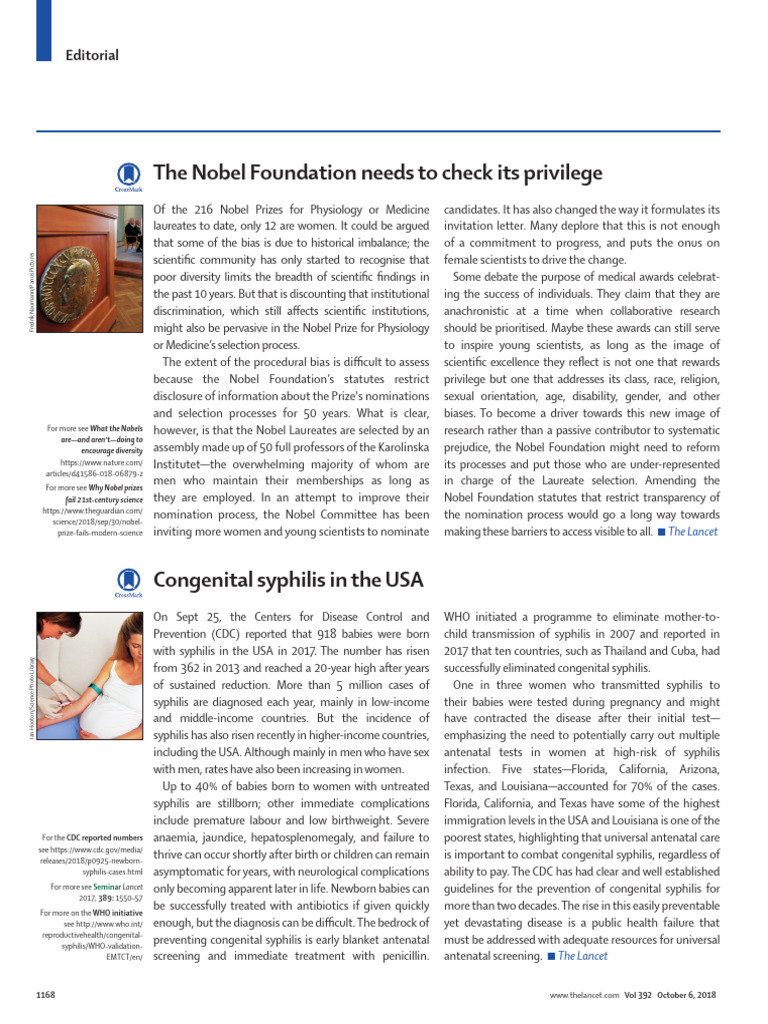 Congenital Syphilis in The USA - Lancet | PDF | Nobel Prize | Epidemiology