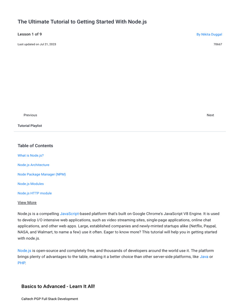 Node.js Basics for Beginners | PDF | World Wide Web | Internet & Web