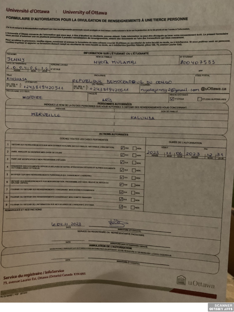 Autorisation Uottawa | PDF