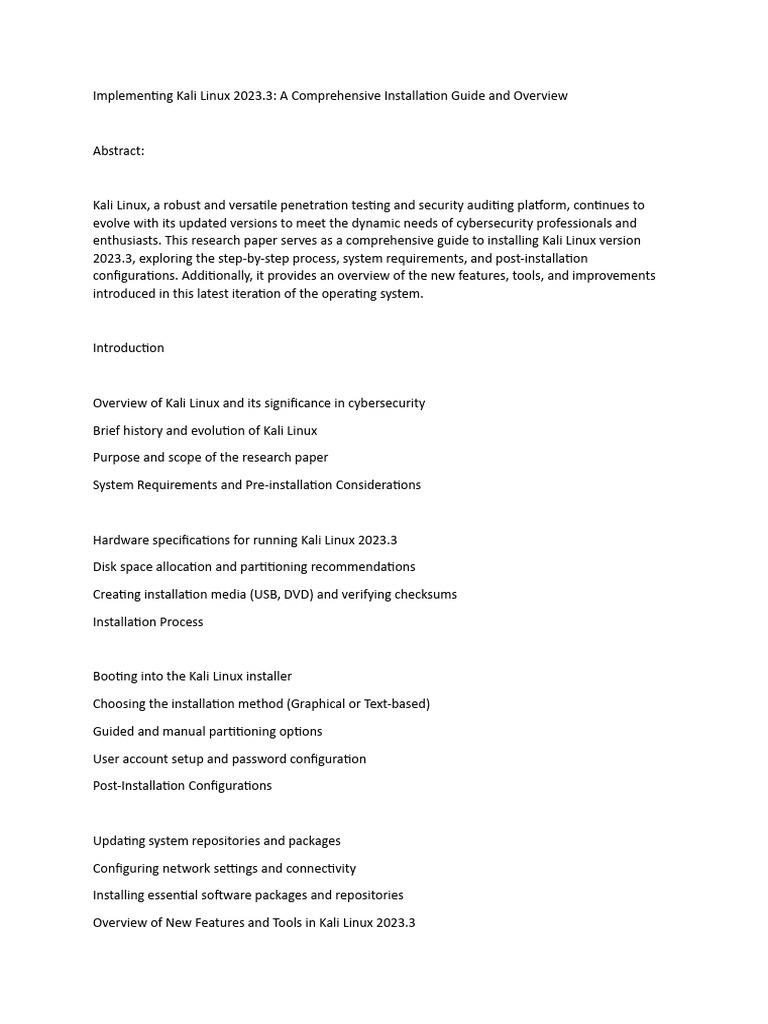 Installation Kali Linux 2023 | PDF | Installation (Computer Programs) | Linux