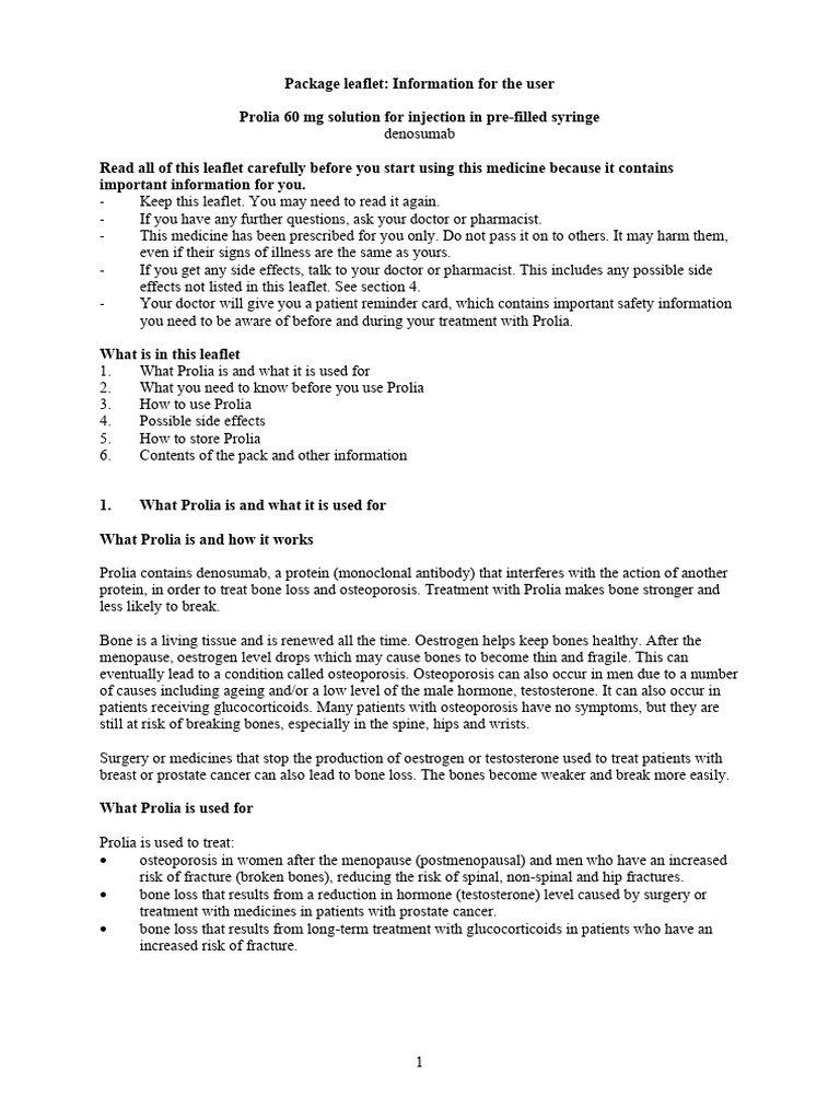 Prolia New | PDF | Osteoporosis | Injection (Medicine)
