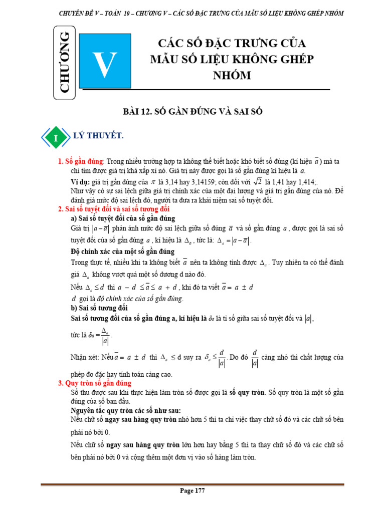Chuyen de Cac So Dac Trung Cua Mau So Lieu Khong Ghep Nhom Toan 10 Knttvcs | PDF