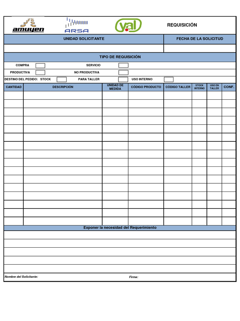 Formulario de REQUISICIÓN | PDF