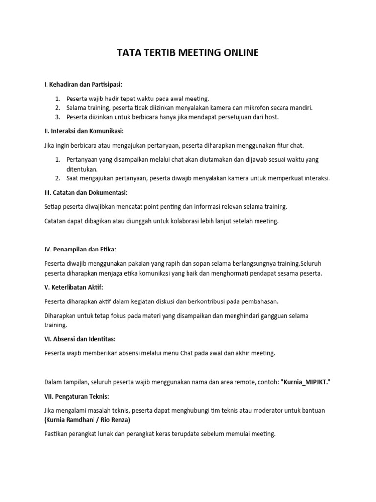 Tata Tertib Meeting Online v1 | PDF