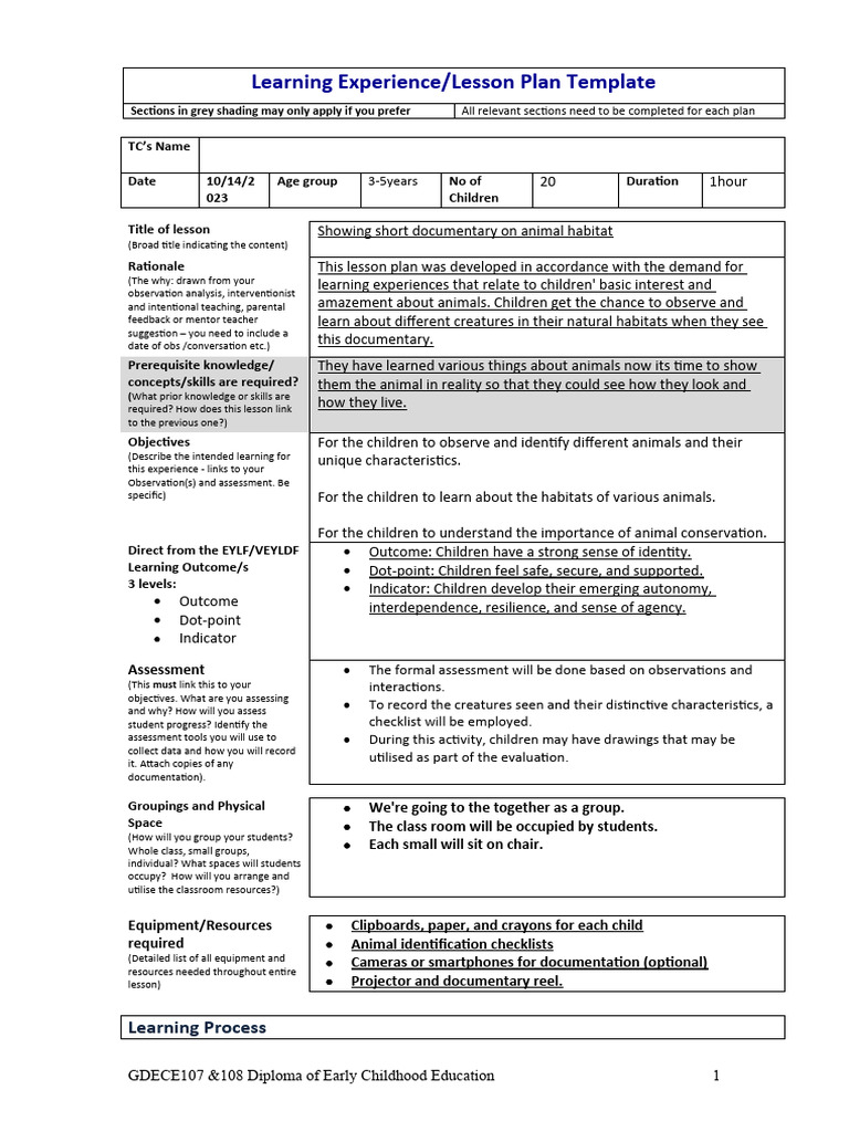 108 Learning Experience Plan5 Pdf Learning Experience 