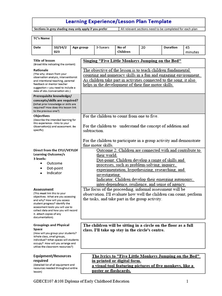 108 Learning Experience Plan2 | PDF | Teachers | Learning