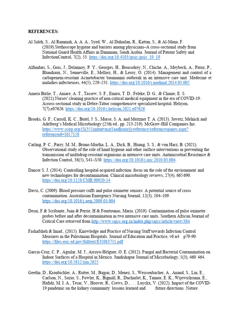 Old References | PDF | Infection | Hospital Acquired Infection