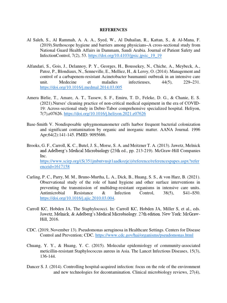 References Final | PDF | Methicillin Resistant Staphylococcus Aureus | Infection