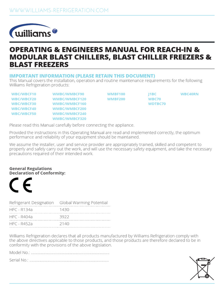 Blast Chiller Operating Manual | PDF | Refrigerator | Building Engineering