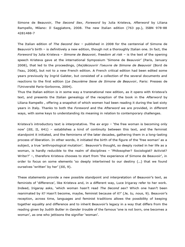 Book Review The Second Sex | PDF | Feminism | Gender Studies Book Review The Second Sex | PDF | Feminism | Gender Studies