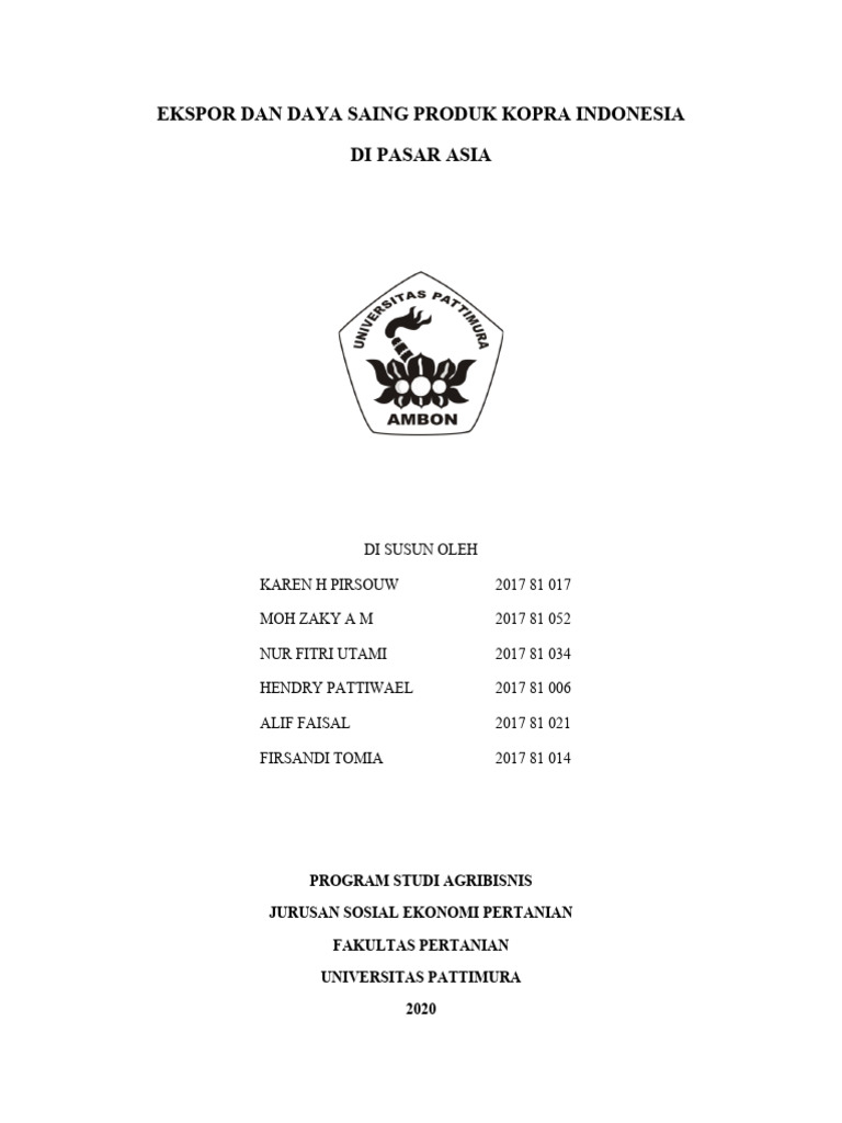 Makalah Ekspor Dan Daya Saing Produk Kopra Indonesia | PDF | Bisnis
