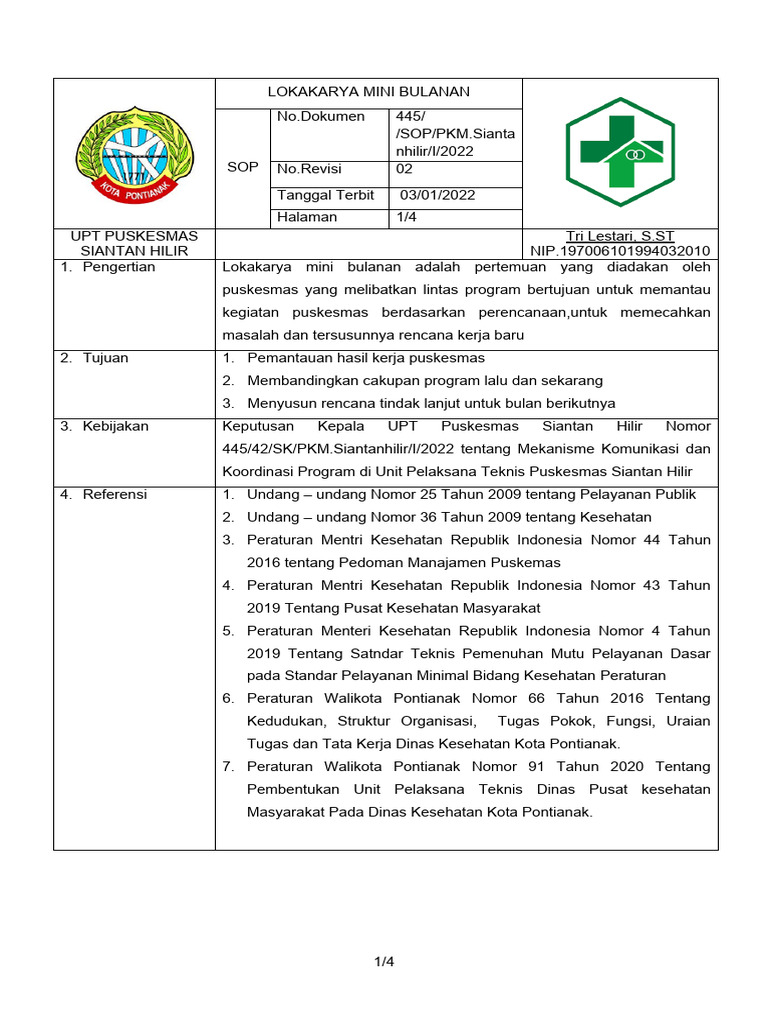 SOP Lokmin Bulanan | PDF
