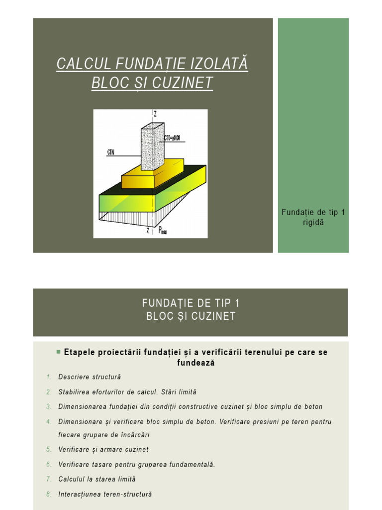 Calcul Fundatie Cuzinet | PDF
