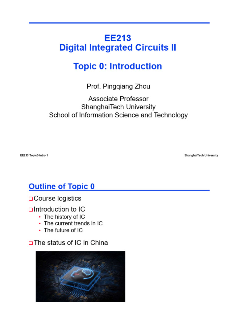 EE213 Topic00 Intro | PDF | Integrated Circuit | System On A Chip