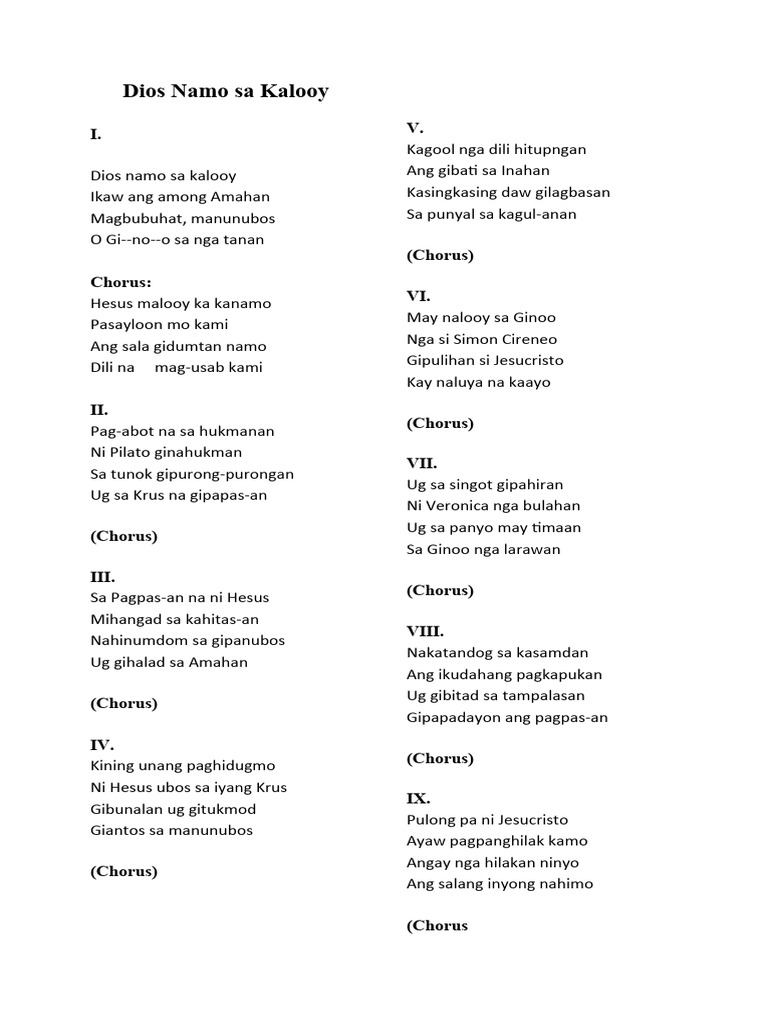 Dios Namo Sa Kalooy | PDF