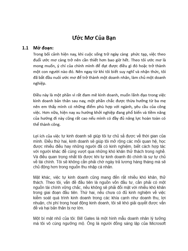 Bai Viet UOC MO CUA BAN | PDF