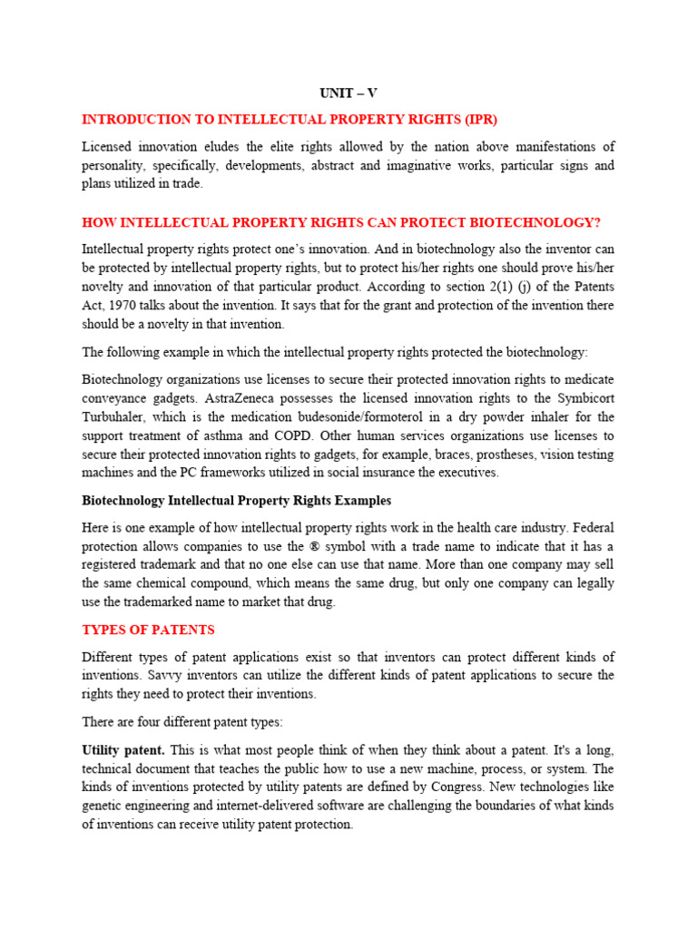BT & Bs Unit-V Modified | Download Free PDF | World Intellectual Property Organization ...
