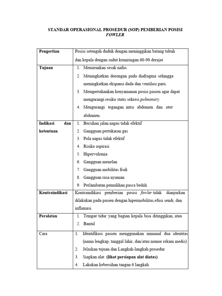 Sop Posisi Fowler | PDF